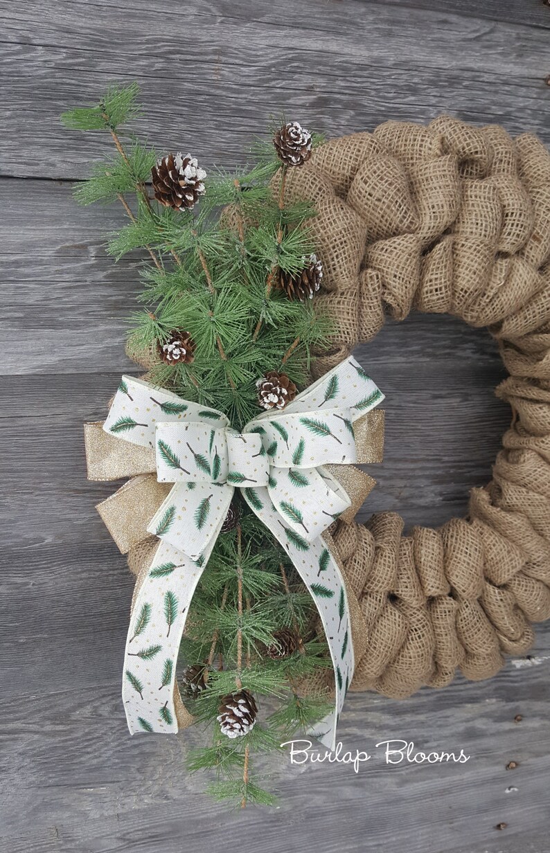 Winter Wreath Burlap Wreath Farmhouse Wreath Front Door | Etsy