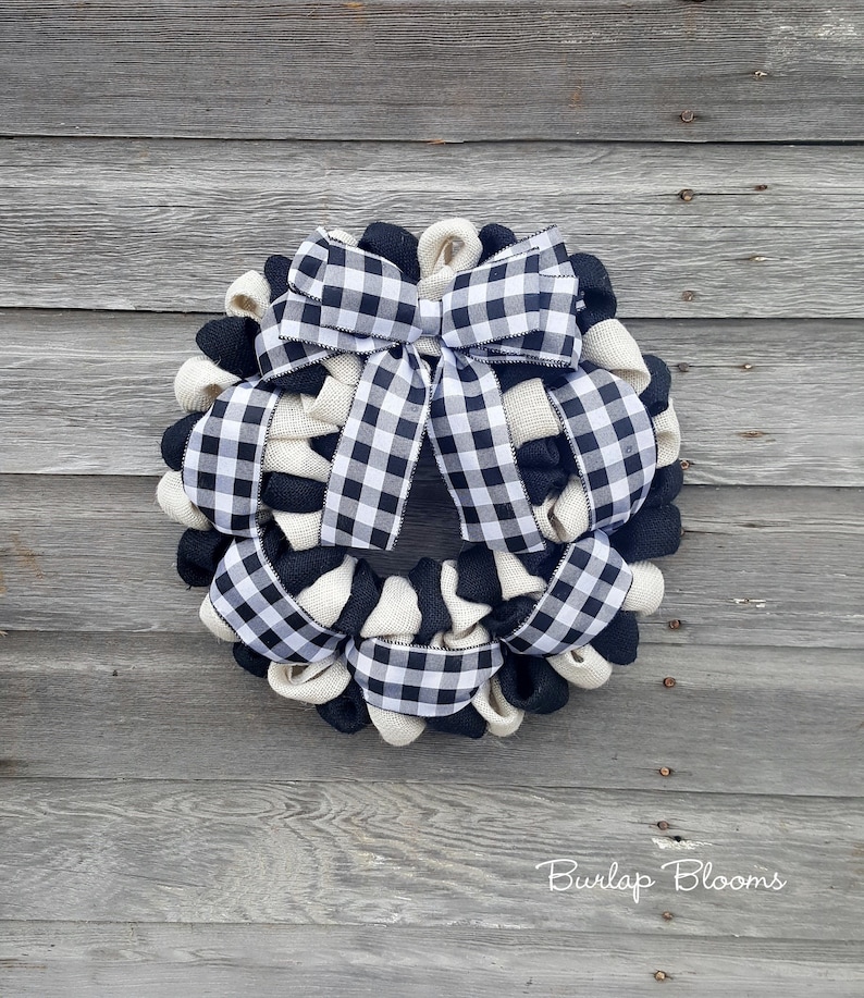 Buffalo Check Wreath, Buffalo Plaid Burlap Wreath, Buffalo Check ...