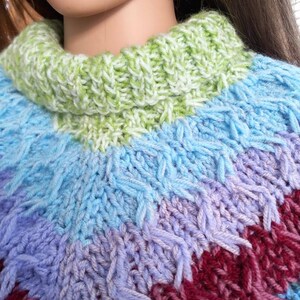 Retro Style Poncho Textured Slip Stitch Pattern in a Rainbow of Colours ...
