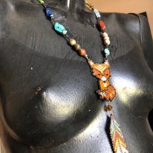 Peyote Stitch Red Fox Necklace: Gemstone Beaded, Southwest Style - Etsy
