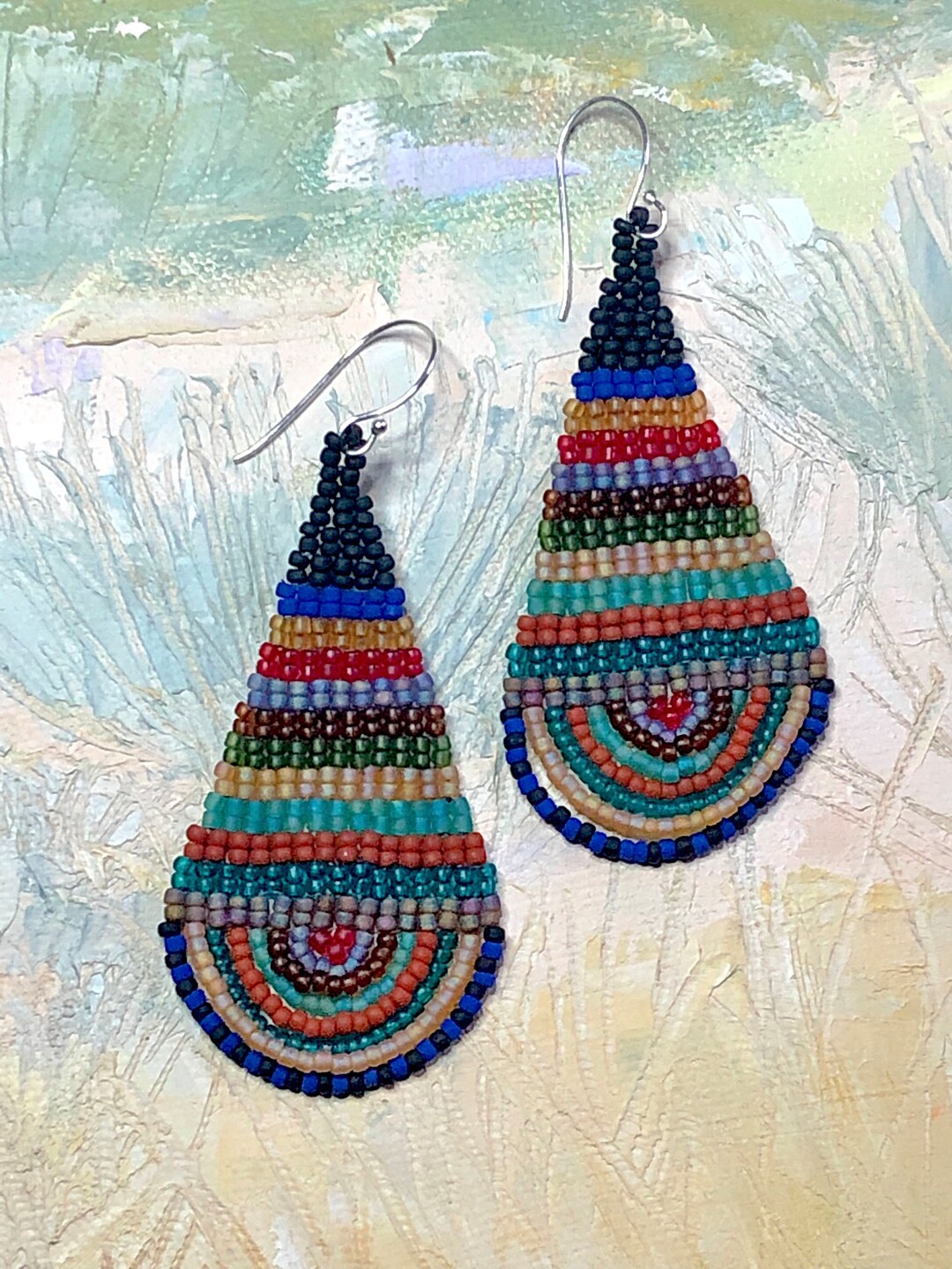 Gorgeous Bead Weave Earrings Long Dangle Earrings Desert Colors ...