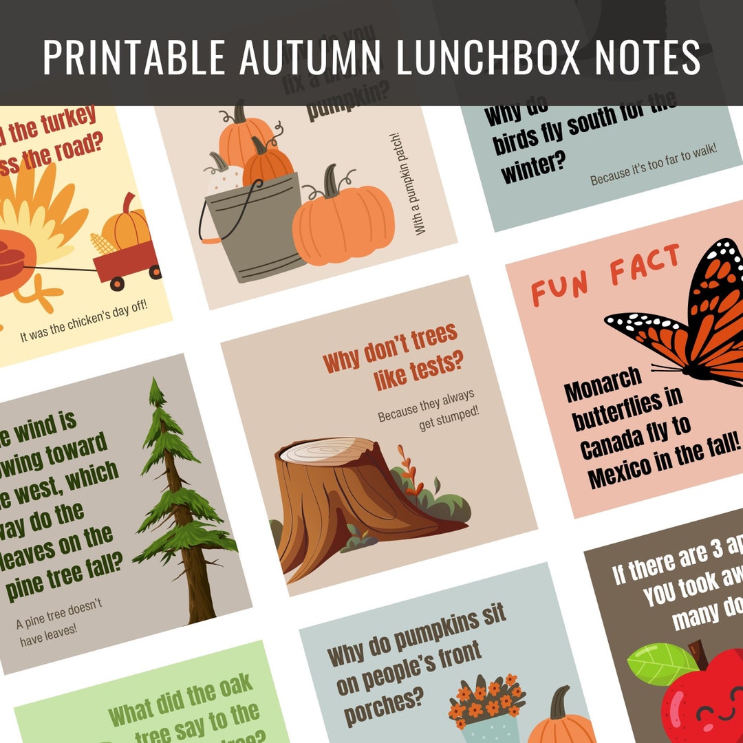 Autumn Lunchbox Notes - Printable Digital Download - Etsy