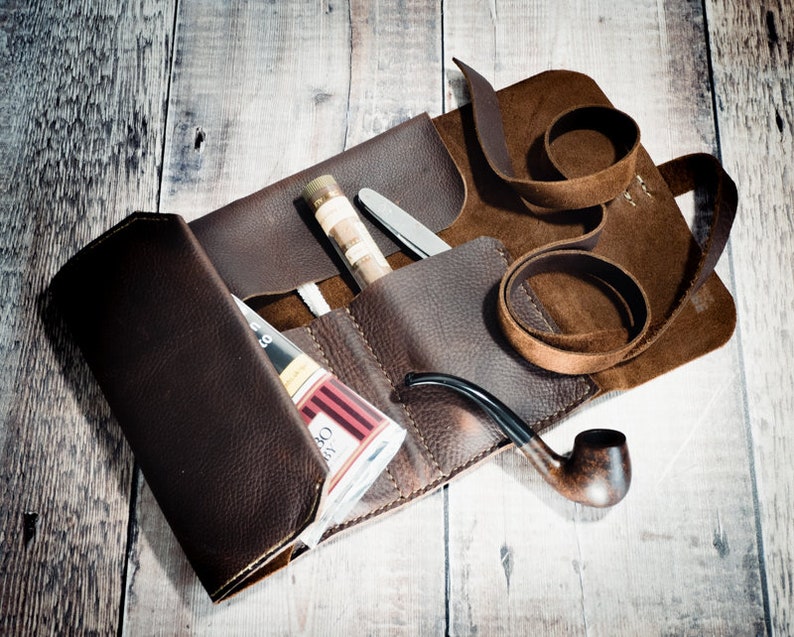 Leather Pipe Roll Pipe Case Tobacco Pouch Anniversary Gift | Etsy