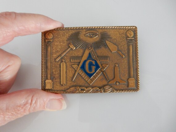Masonic Bronze Belt Buckle - Gem