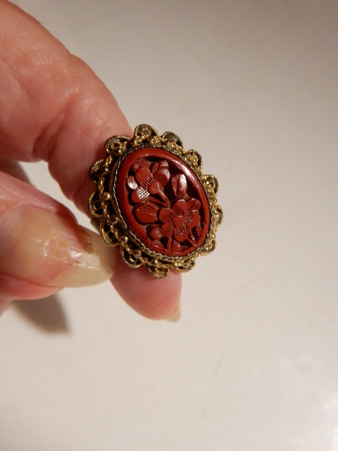 Cinnabar Ring, Antique - Etsy