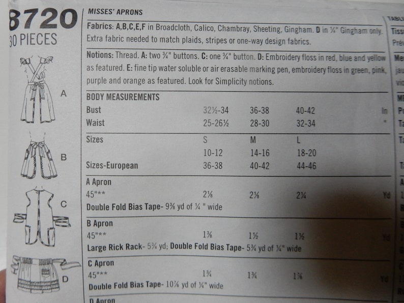 Simplicity 8720 Retro Apron Pattern - Etsy
