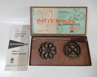 Vintage Griswold Cast Iron Patty Molds No. 1, Shallow Pattern, Original ...
