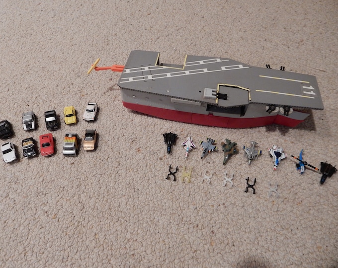 Micro Machines Aircraft Carrier, Eight Aircraft and Ten Cars - Etsy
