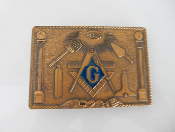 Masonic Bronze Belt Buckle - Gem