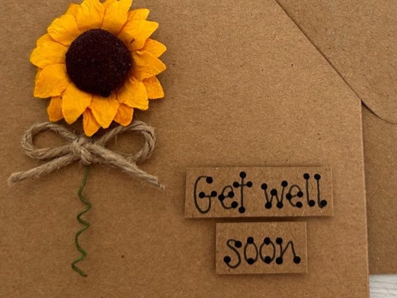 Personalised Get Well Soon Card With Sunflower Handmade - Etsy