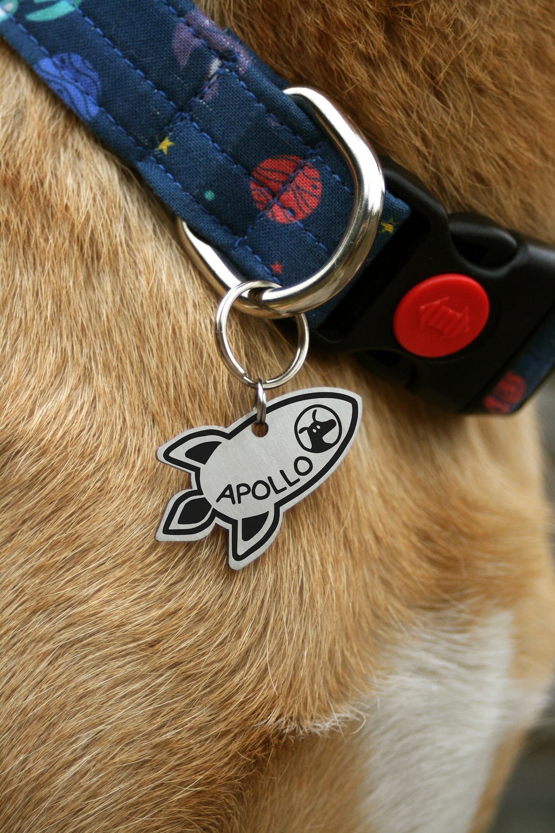 Rocket Dog Tag, Space Custom Two Sides Tag, Identity Dog Space, Dog ...