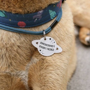 Planet Saturn Dog Tag Space Id Tad Rocket Pet Id Tag Astro - Etsy