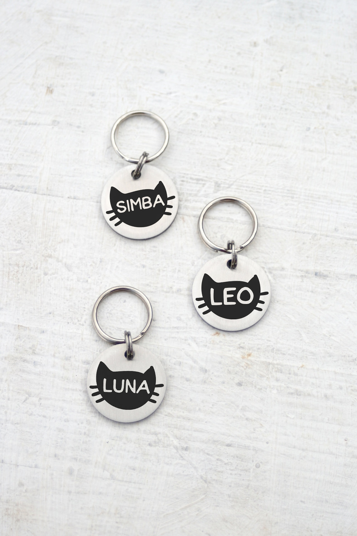 Cat id tag round circle cat tags small dog tags custom | Etsy