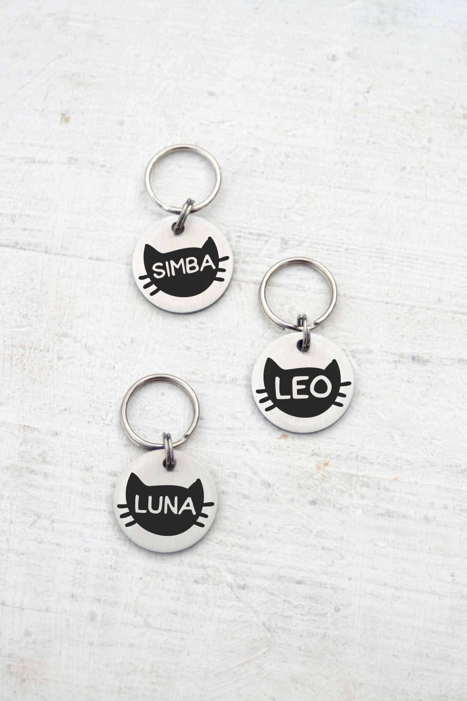 Cat id tag round circle cat tags small dog tags custom | Etsy