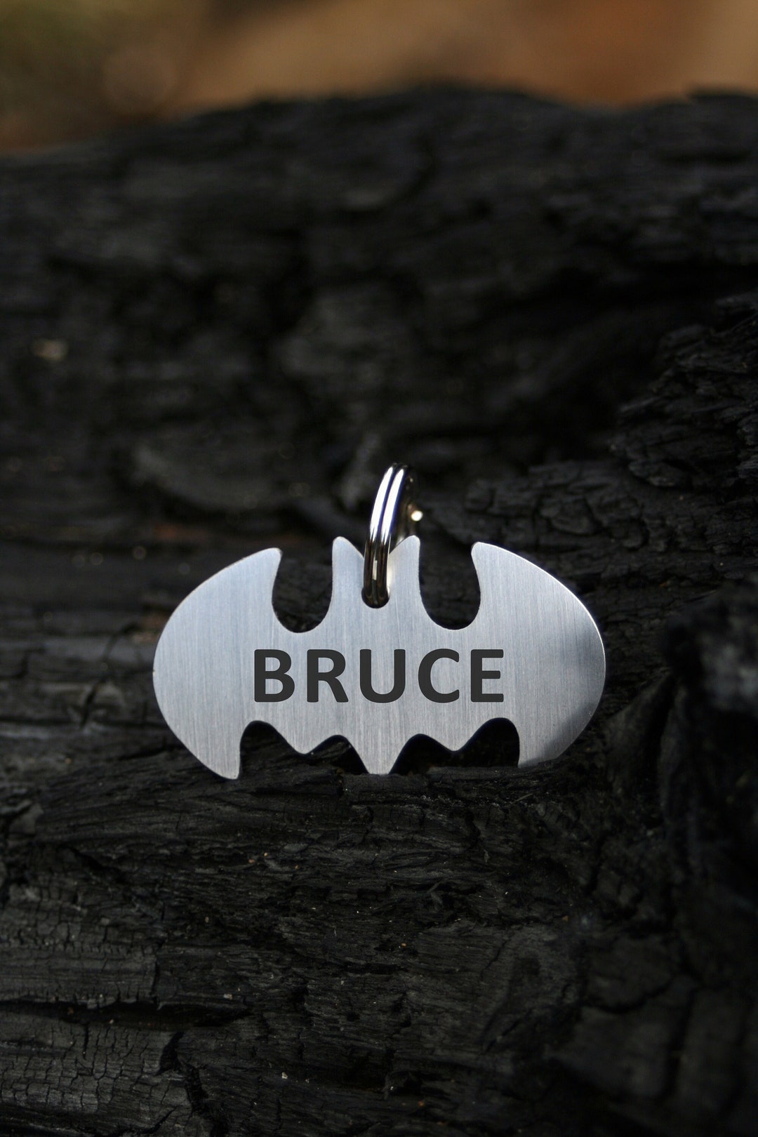 Bat Dog Tag, Bat Symbol Pet Tag, Bruce Tag, Deep Engraving, Does Not ...