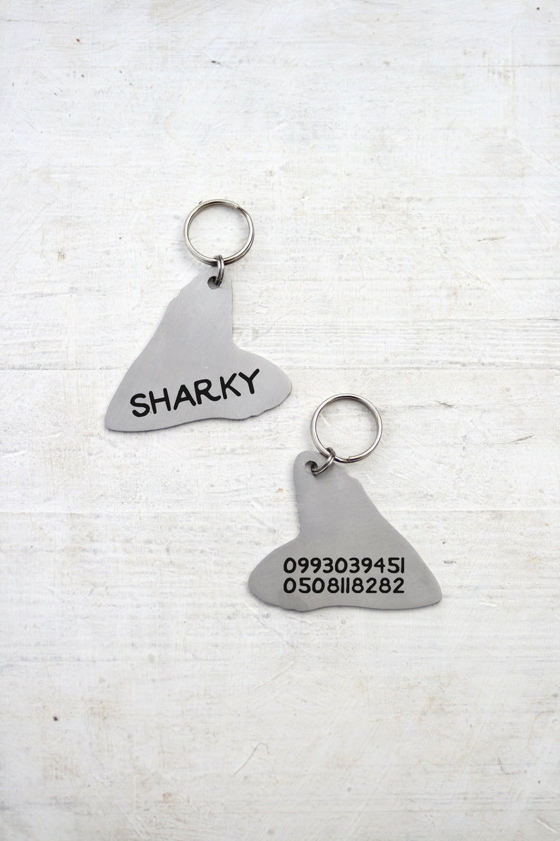 Shark Tooth Dog Tag: Custom Two-sided Pet ID - Etsy