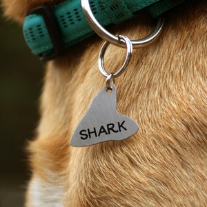 Shark Tooth Dog Tag, Teeth Sharky, Custom Two Sides, Customized Pet ID ...