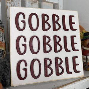 GOBBLE GOBBLE GOBBLE 3D Wood Sign Fall Sign Small Wood Sign ...