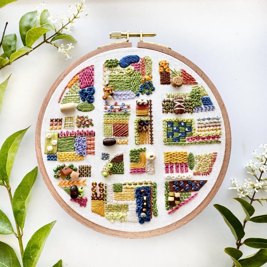 August in the Garden - Advanced Hand Embroidery Kit, Aerial Garden View ...