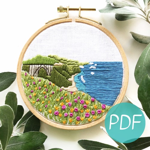 California Hand Embroidery Pattern Digital Download Poppies & - Etsy