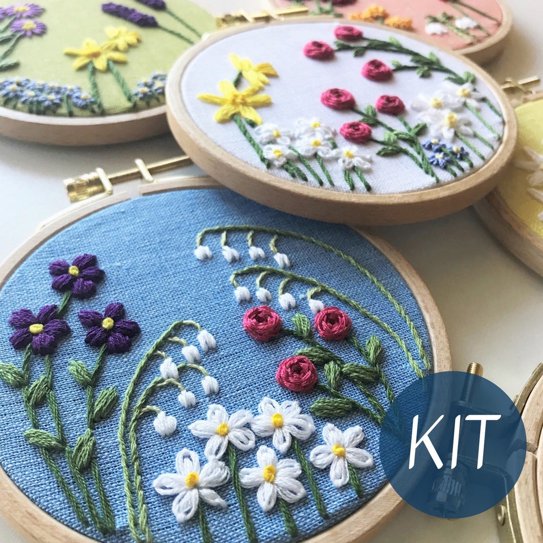 Embroidery Kit, Family Flower Garden DIY Embroidery Hoop Art, Choose ...