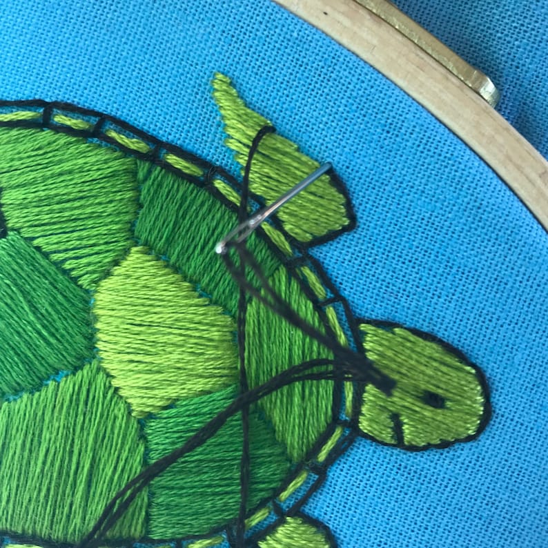 Green Sea Turtle, Beginner Hand Embroidery Pattern PDF, DIY Hoop Art ...