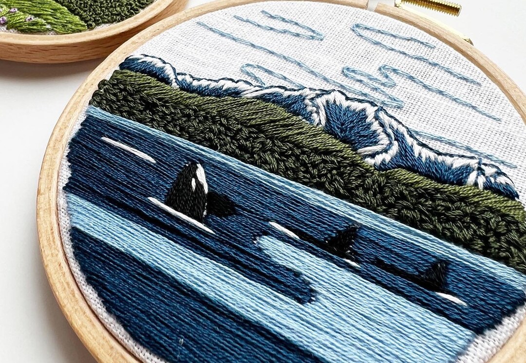 Embroidery Pattern for Beginners, Orcas in the Sound Pacific Northwest ...