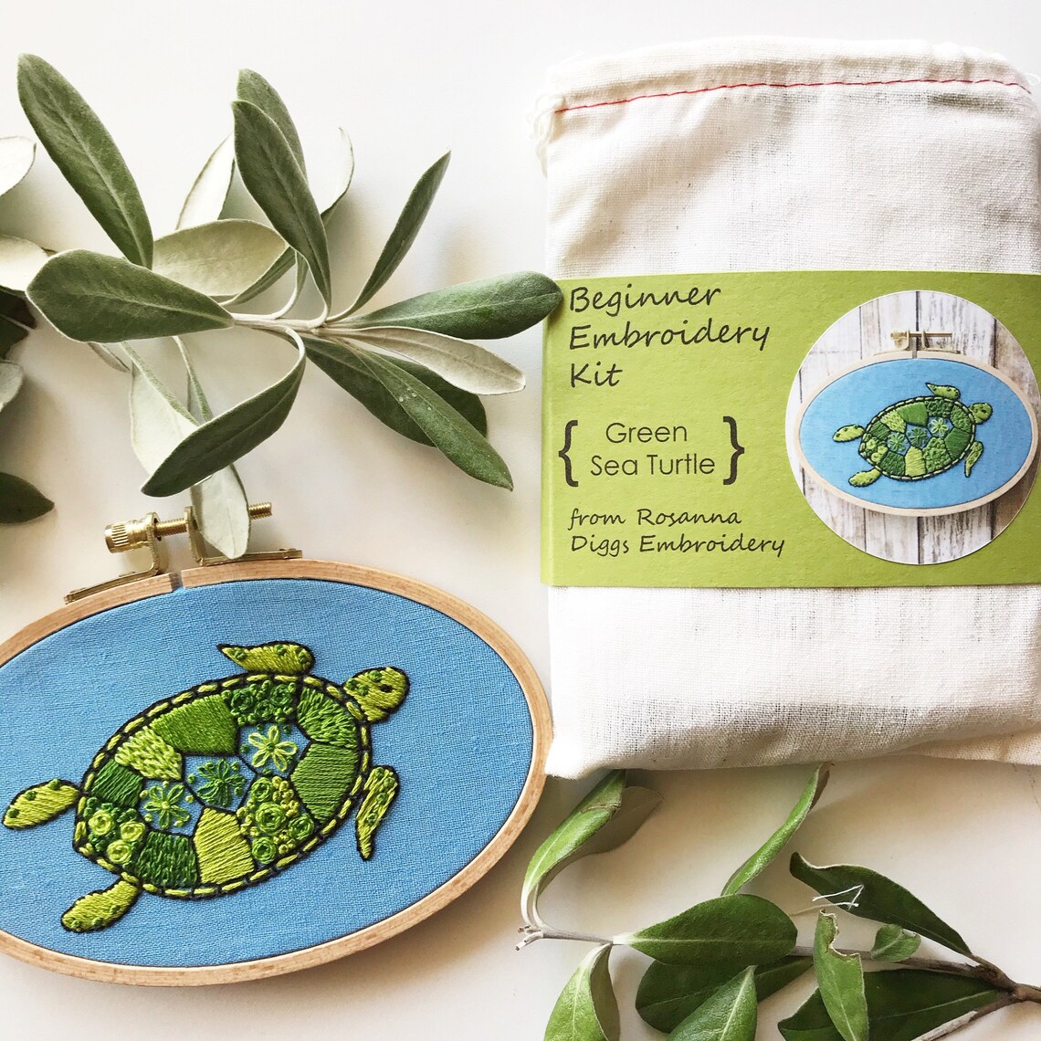 Green Sea Turtle Beginner Hand Embroidery Pattern PDF DIY | Etsy
