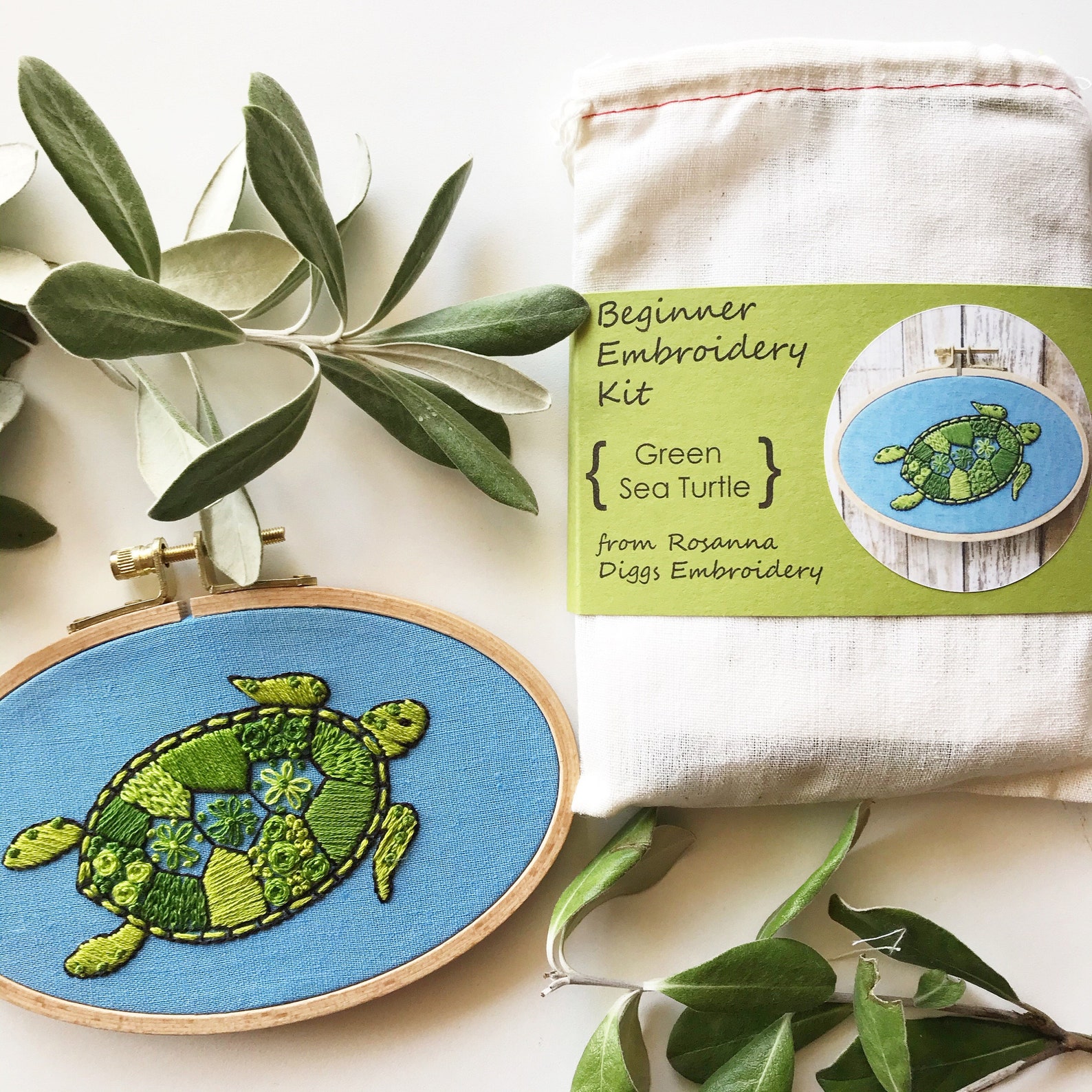 Green Sea Turtle Beginner Hand Embroidery Pattern PDF DIY - Etsy