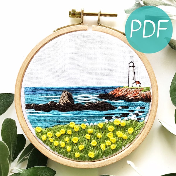 Lighthouse Embroidery Designs - Etsy
