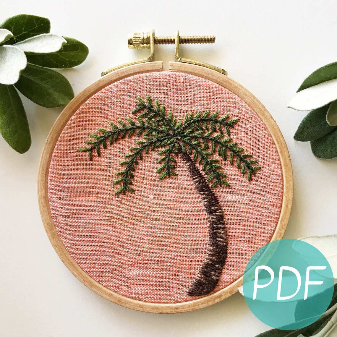 Palm Tree Beginner Hand Embroidery Pattern PDF DIY Hoop Art - Etsy