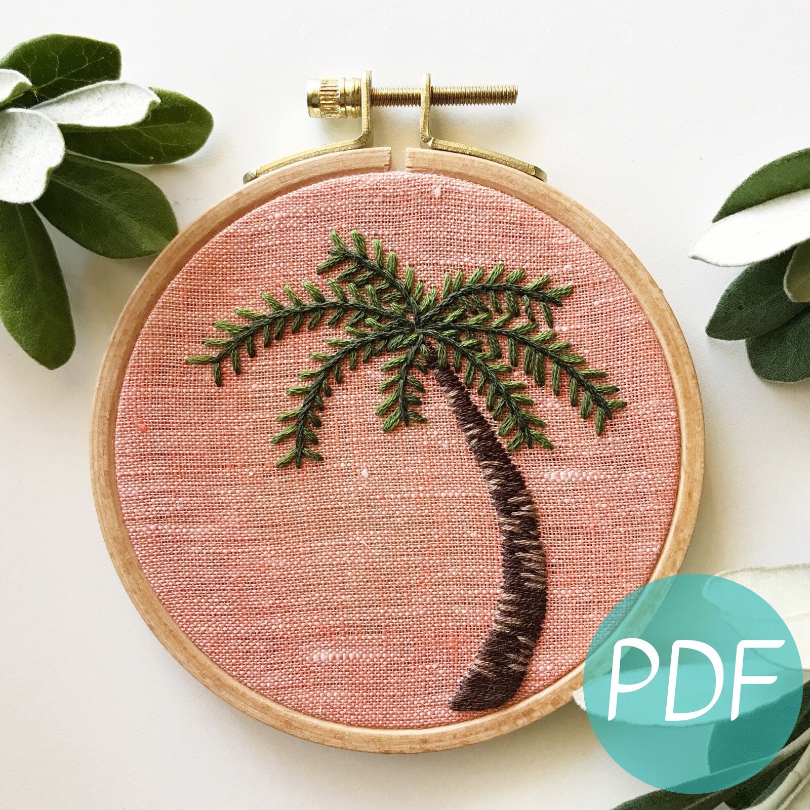 Palm Tree Beginner Hand Embroidery Pattern PDF DIY Hoop Art - Etsy