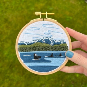 Embroidery Pattern for Beginners, Orcas in the Sound Pacific Northwest ...