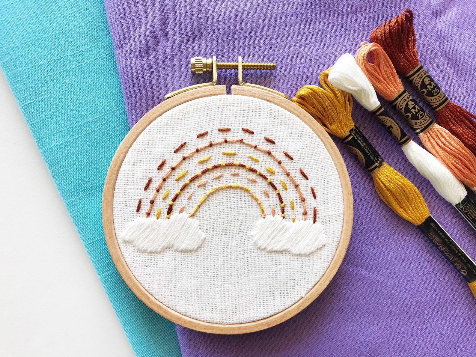 Earth Rainbow, Beginner Hand Embroidery Pattern PDF, DIY Hoop Art - Etsy