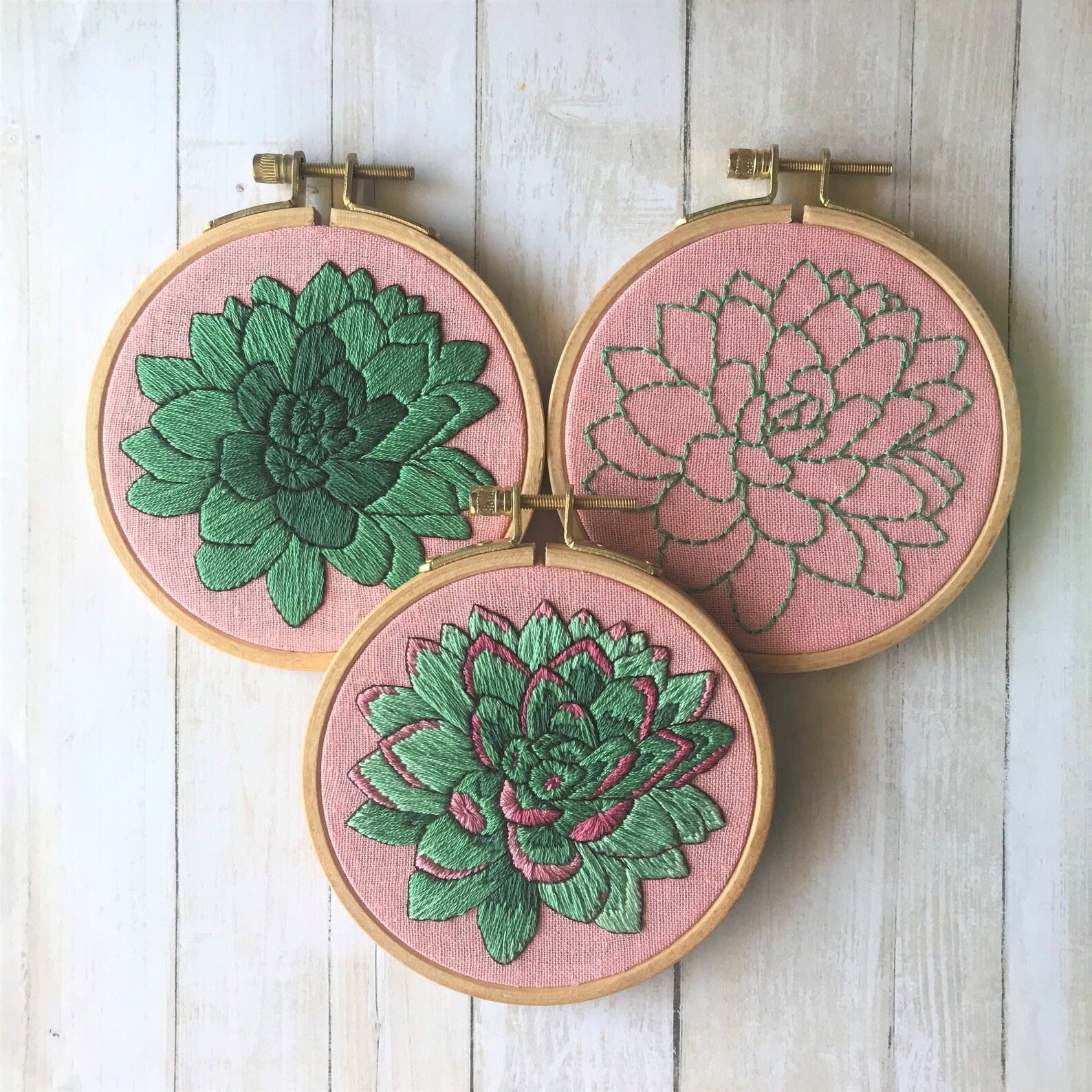 Embroidery Pattern PDF Sweet Succulents Echeveria Hand Embroidery Three ...