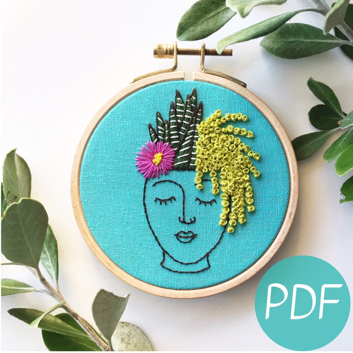 Hand Embroidery Pattern PDF Plant Lady Zen Zoe Embroidery - Etsy