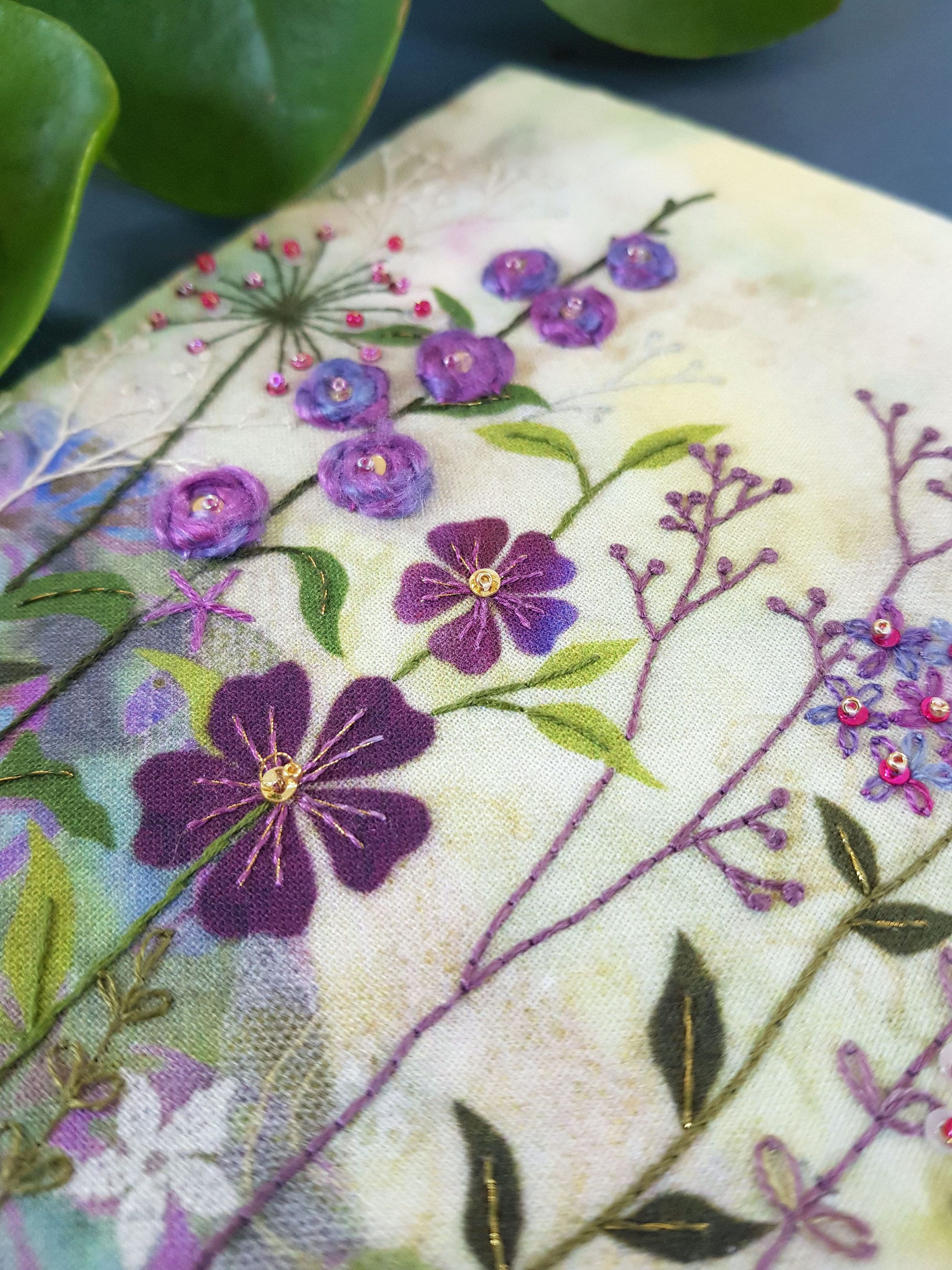 Floral Embroidery Kit 'purple Garden' Modern Hand - Etsy