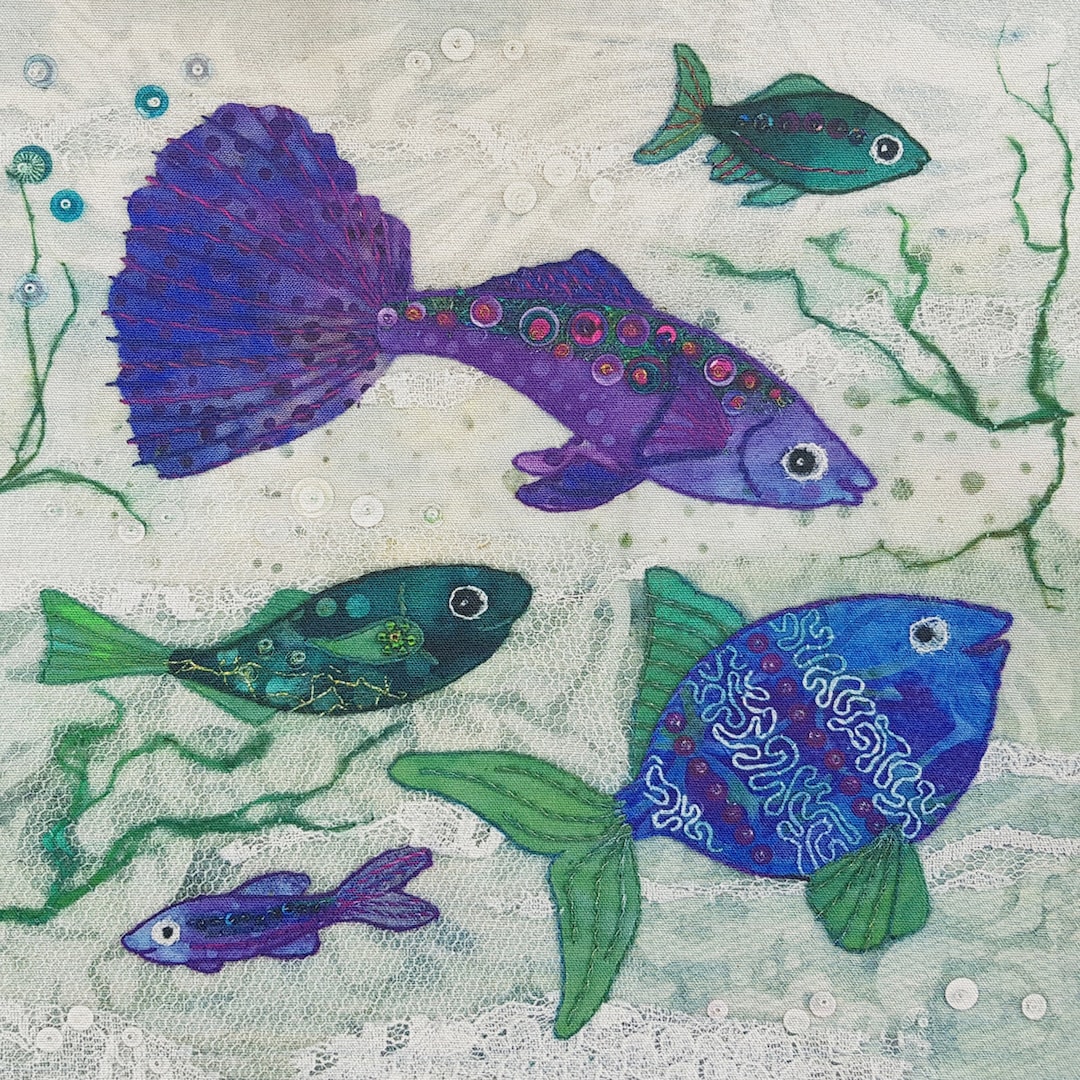 Fish Fabric Print - Printed Cushion Panel - Organic Cotton Panama - Etsy