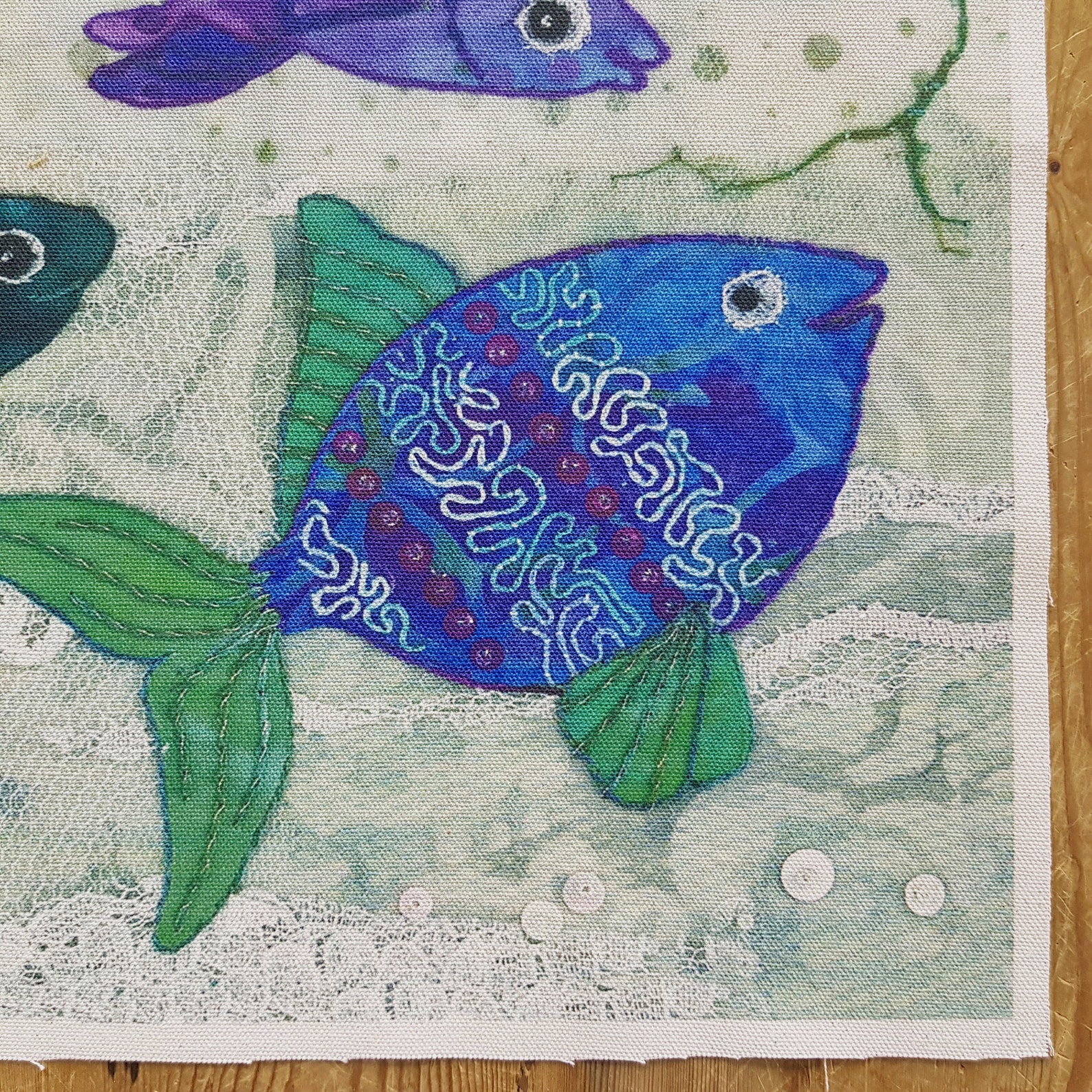 Fish Fabric Print - Printed Cushion Panel - Organic Cotton Panama - Etsy