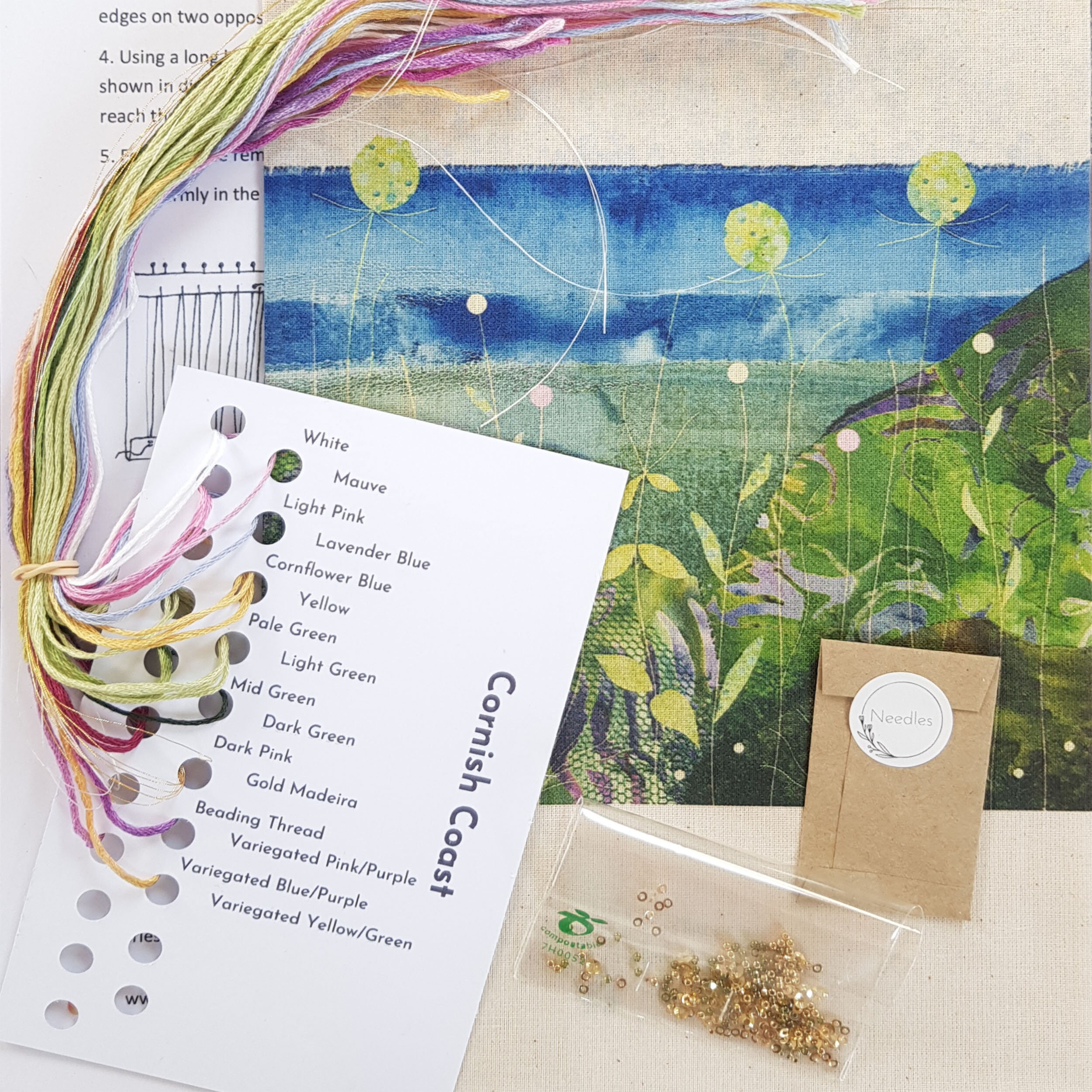 Floral Embroidery Kit - 'cornish Coast' - Modern Hand Embroidery - Etsy UK