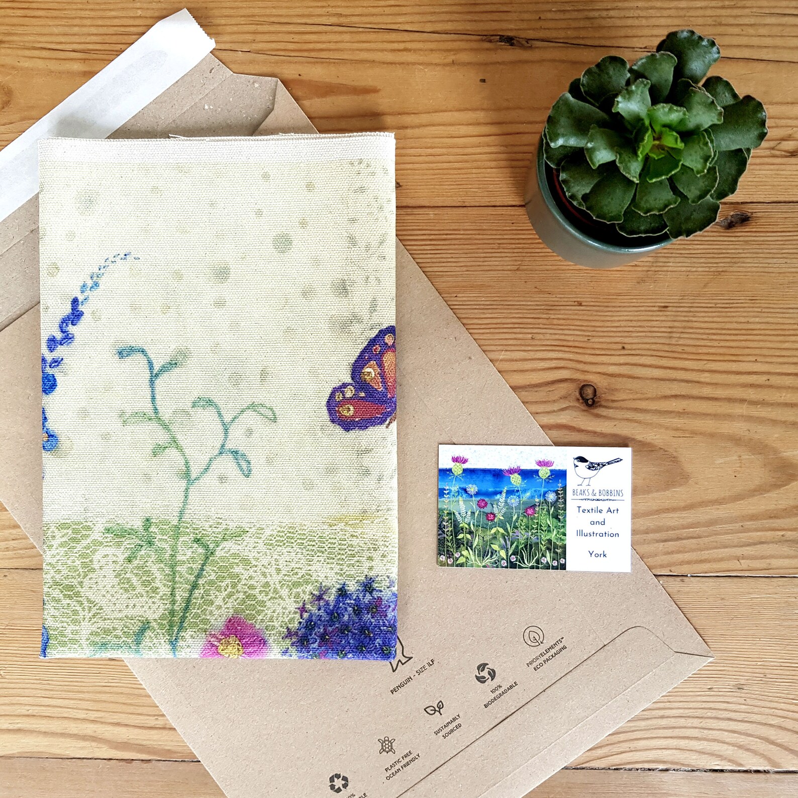 Floral Print Fabric Panel - 'cottage Garden' - Organic Cotton Panama ...