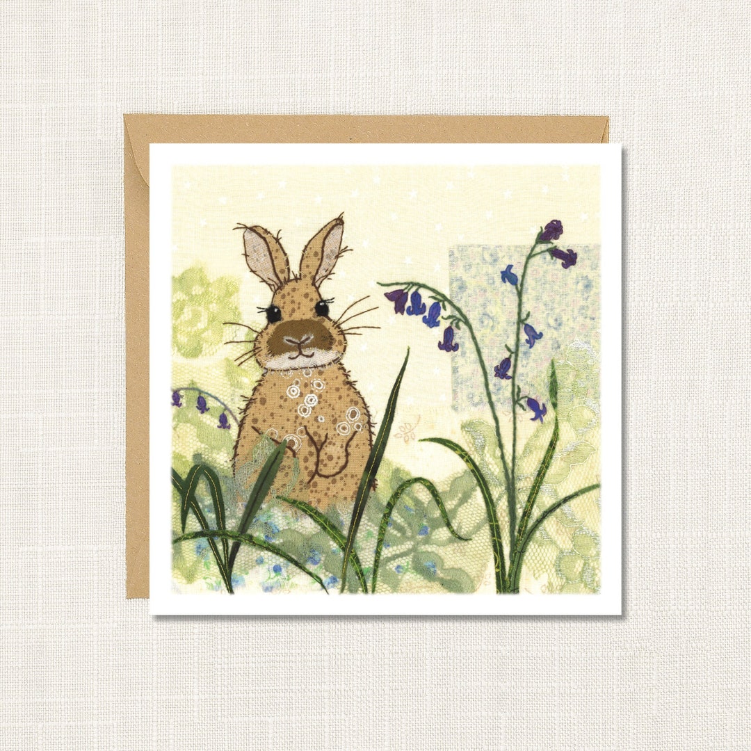 Bunny Rabbit Greetings Card, 'bluebell Bunny', Blank Inside - Etsy