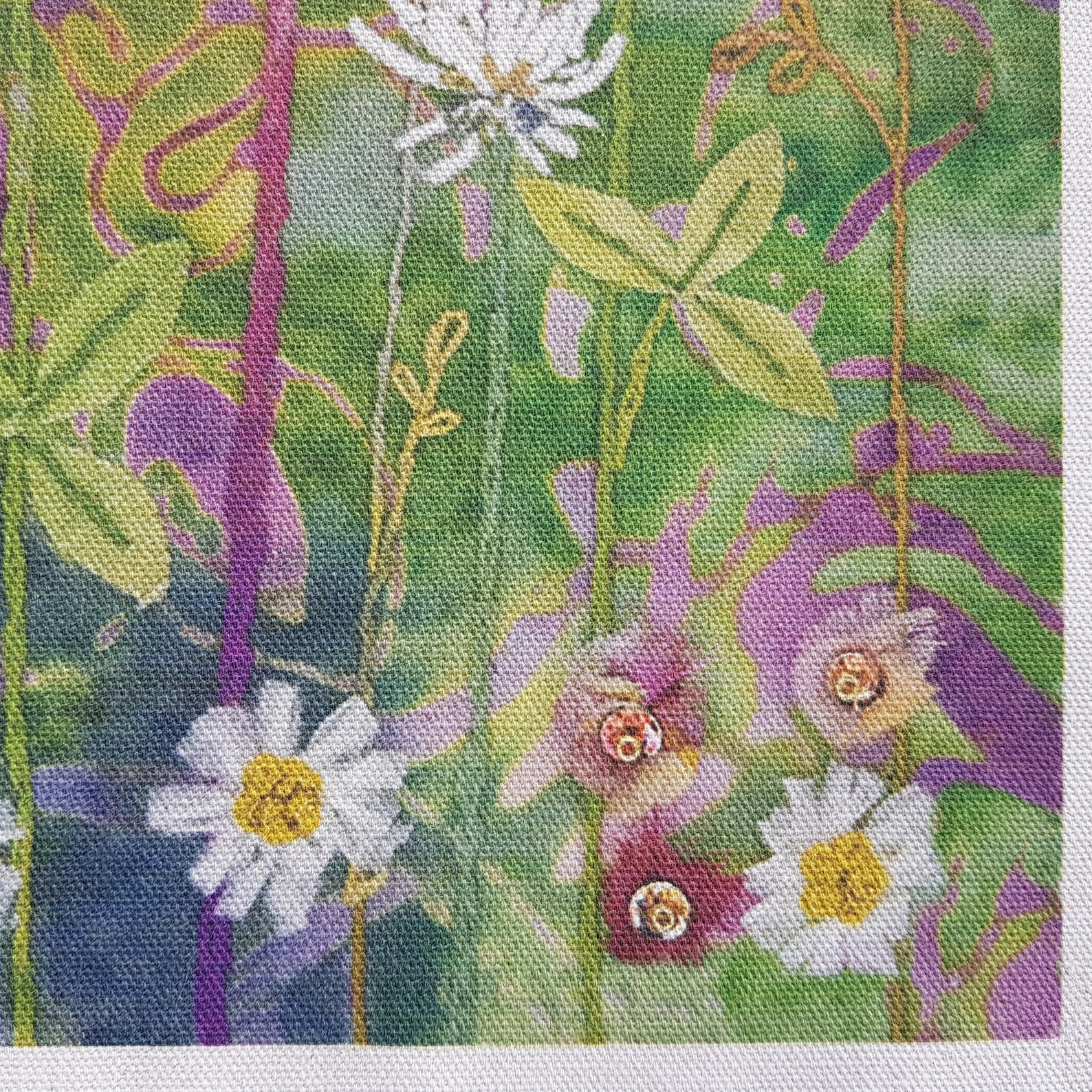 Floral Printed Fabric Panel Clover Meadow Organic Cotton - Etsy