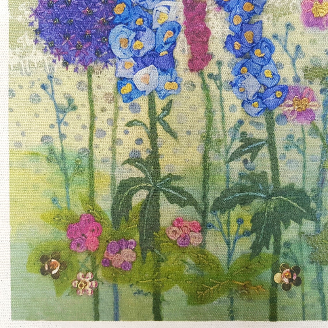 Floral Print Fabric Panel - 'cottage Garden' - Organic Cotton Panama ...
