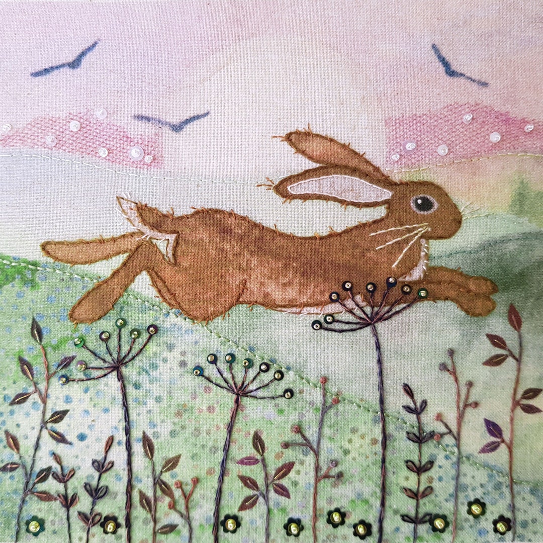 Beginner Embroidery Kit 'meadow Hare' Modern Hand Embroidery Xmas Gift ...