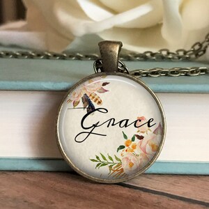 Grace Necklace - Christian Necklace - Pendant Necklace - Bible Verse ...