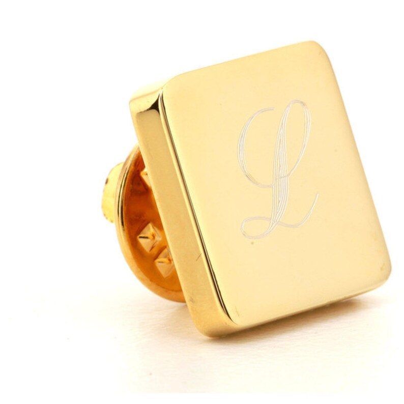 Gold Personalised Engraved Square Lapel Pin | Etsy