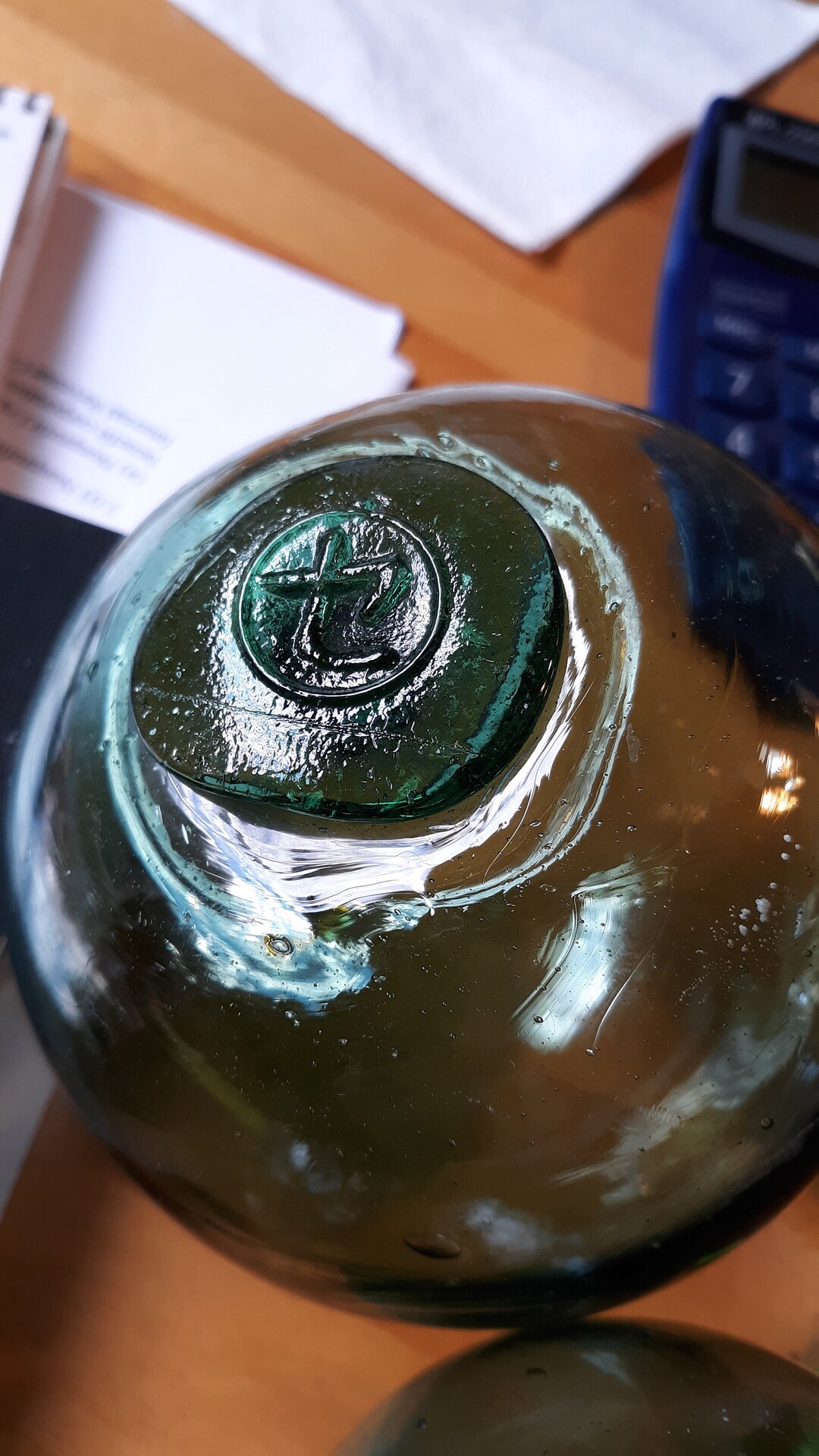 2.5" WP#7-A Blue Green Glass Fishing Float Marked,, Collectable ...