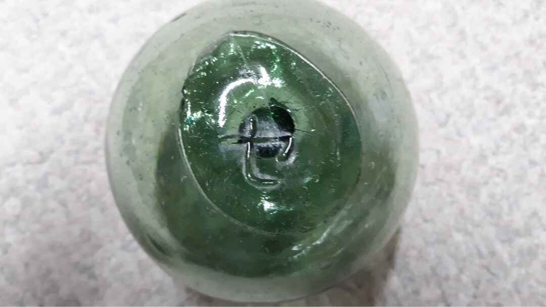 3.5" WP#7 Blue Green Glass Fishing Float Marked,, Collectable, Antique ...