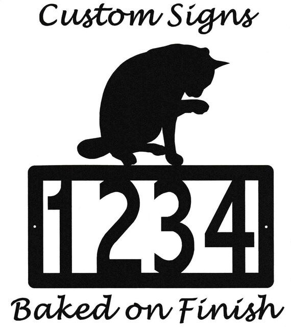 Cat Address Metal Sign Custom Number or Name | Etsy